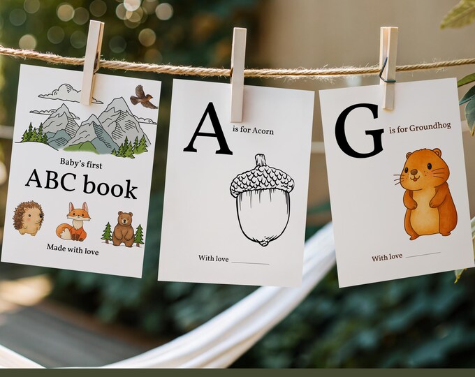 Baby Shower ABC Book Alphabet Coloring Babys First Memory Book Boy Girl ...