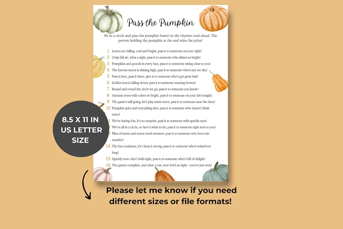 Pass the Pumpkin Game | Pass the Prize/present/gift Game | Thanksgiving ...