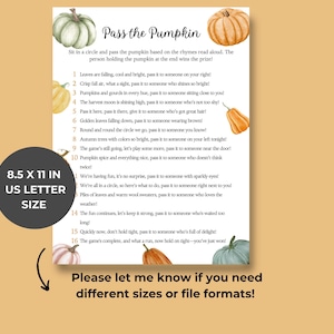 Pass the Pumpkin Game | Pass the Prize/present/gift Game | Thanksgiving ...