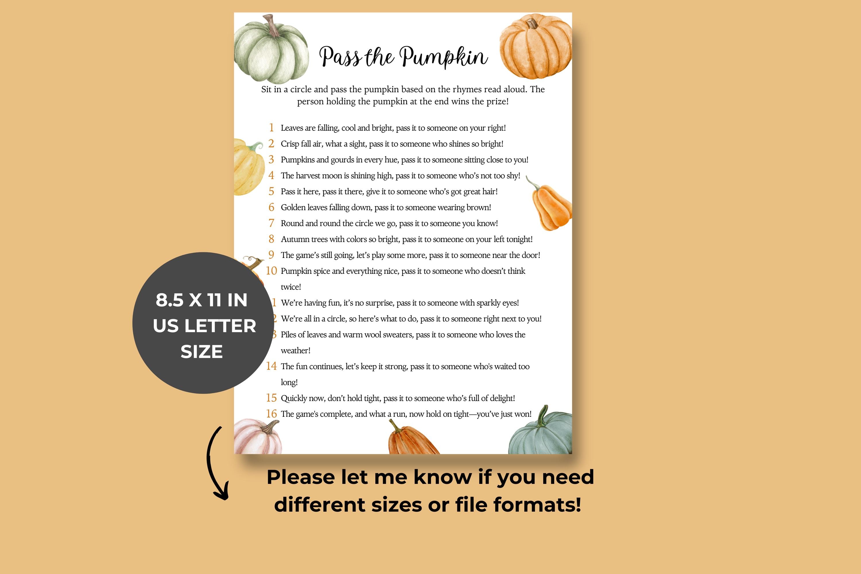 Pass the Pumpkin Game | Pass the Prize/present/gift Game | Thanksgiving ...