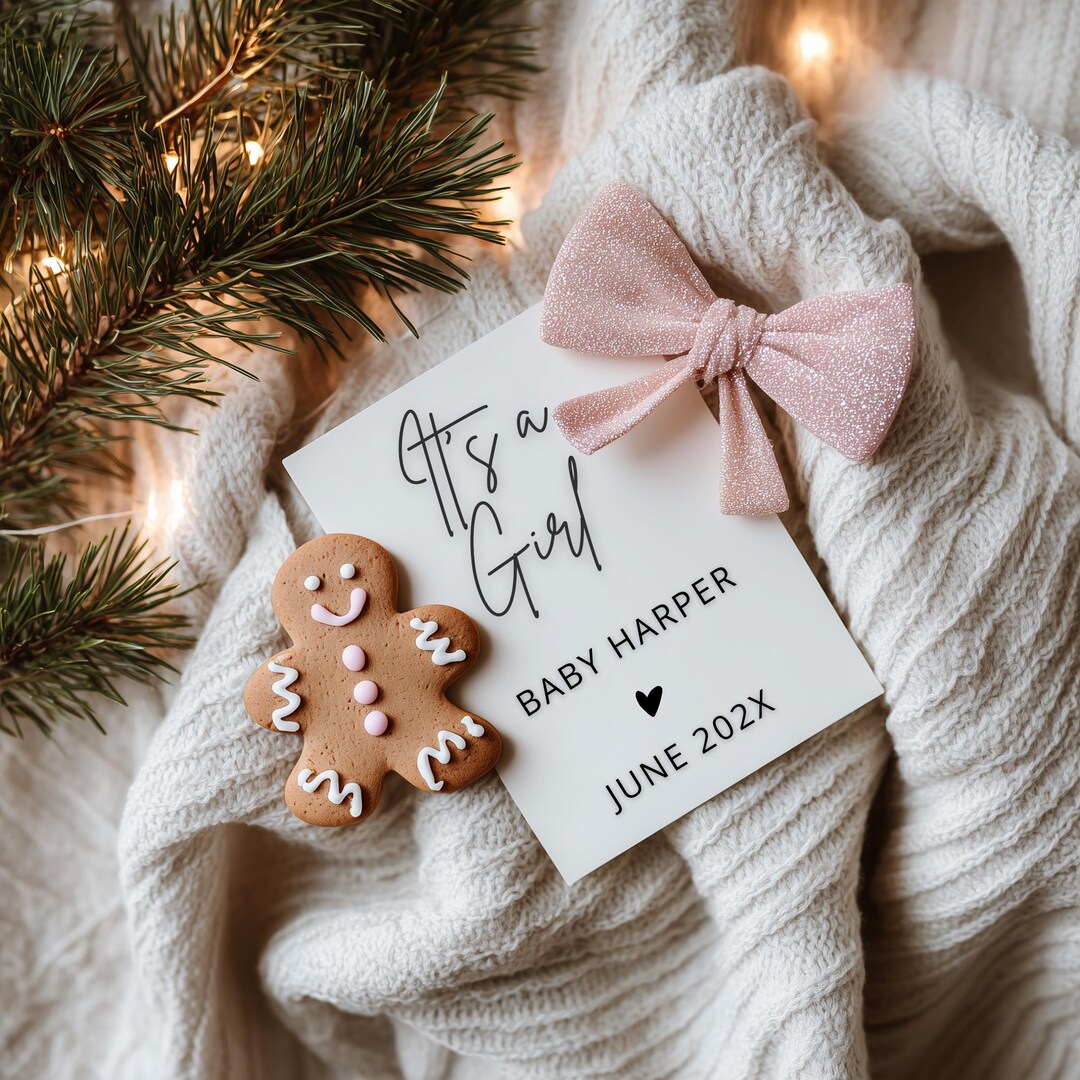 Christmas Girl Gingerbread Pregnancy Announcement | Baby Reveal With ...