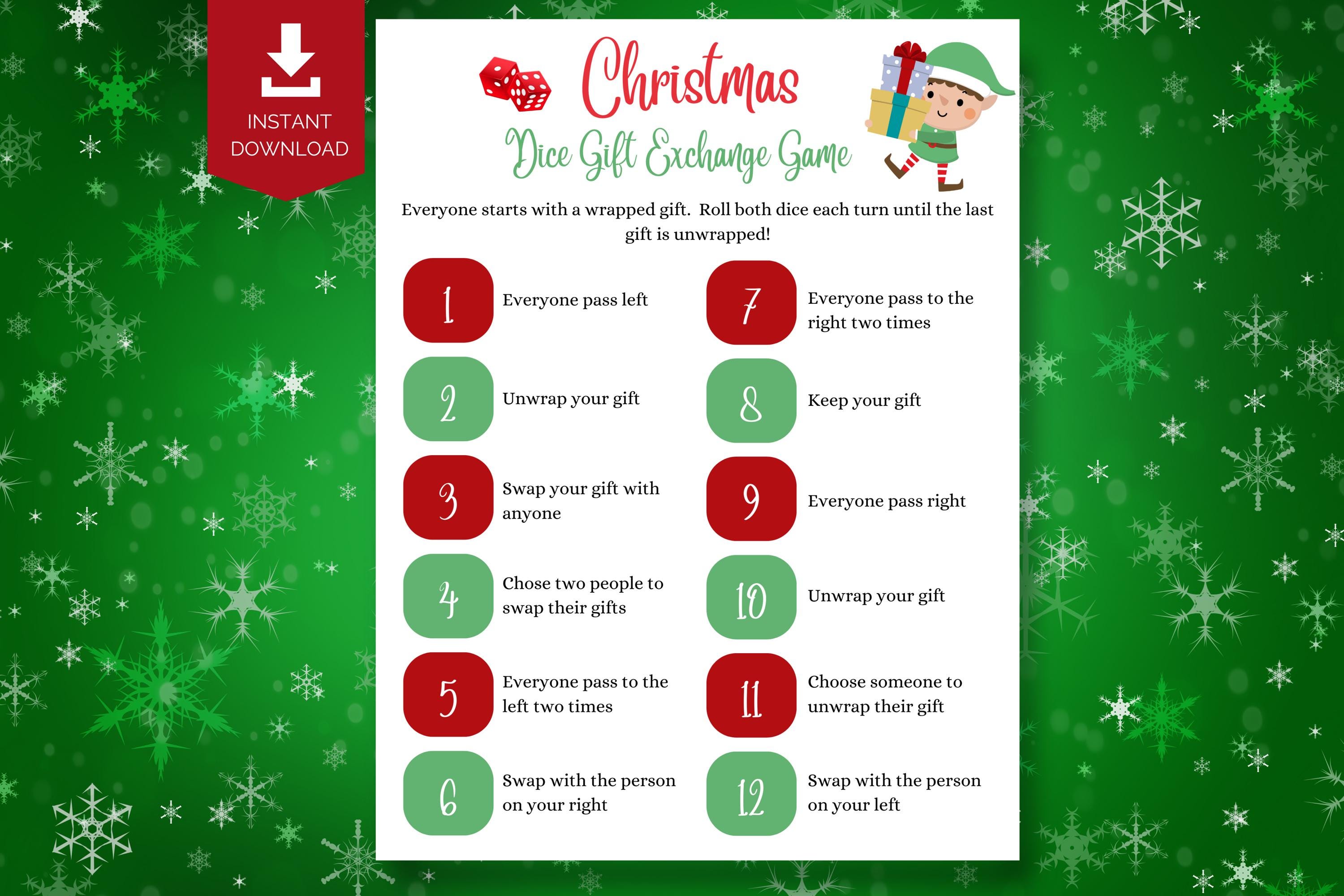 Christmas Elf Dice Gift Exchange Game | Gift/present Swap Game | Pass ...