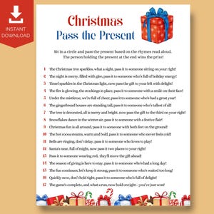 Christmas Pass the Present | Christmas Printable Gift Exchange Game ...