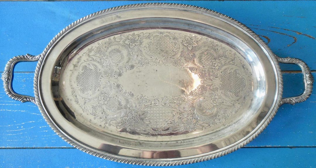 Antique Silverplate Tray With Feet and Handles for Your Holiday Table, Made in Canada, Circa ...