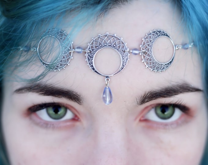 Triple Moon Goddess Faery WICCA Circlet Tiara Choose Your - Etsy