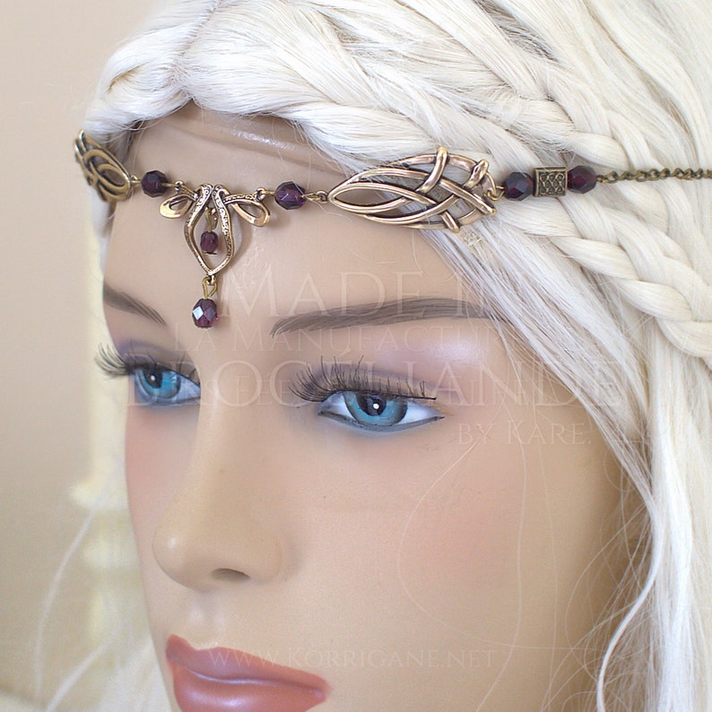 Érin Celtic Circlet Medieval Faery Tiara Bronze Purple Velvet | Etsy