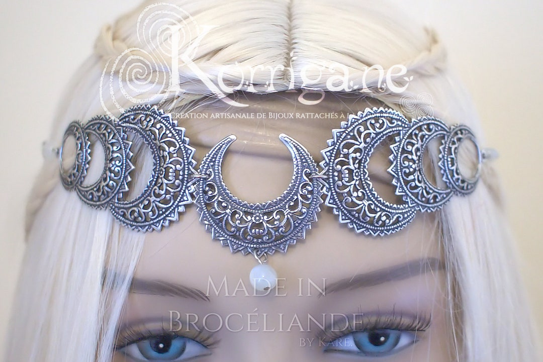 Triple Goddess Circlet belisama Real Moonstone Mother Goddess Wicca ...