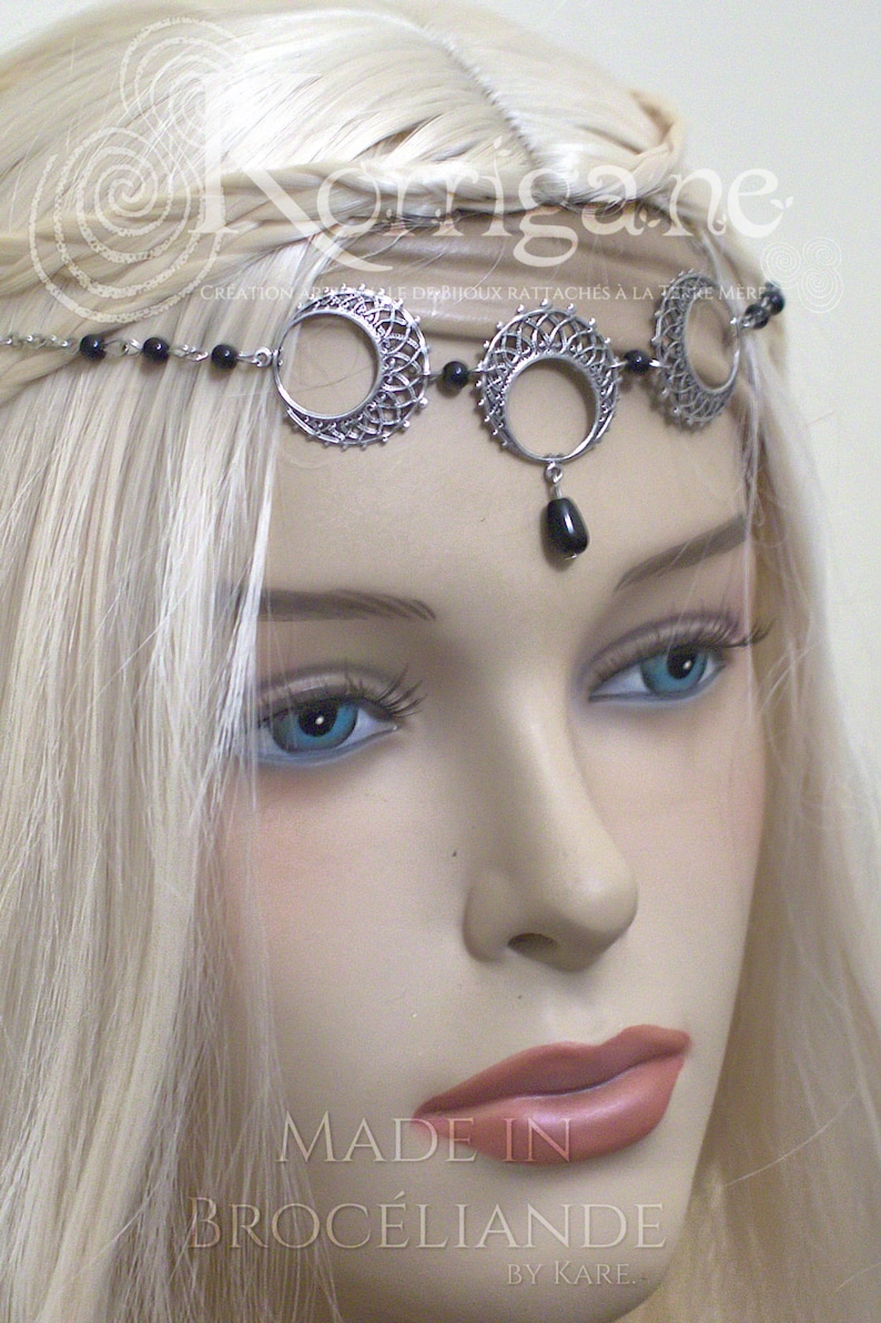 Triple Moon Goddess Faery WICCA Circlet Tiara - Choose Your Bead Color ...