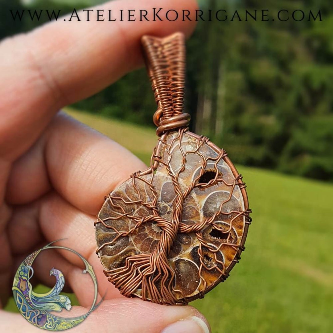 Handcrafted Copper Ammonite Tree of Life Necklace Symbol of Eternity ...