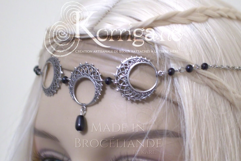 Triple Moon Goddess Faery WICCA Circlet Tiara - Choose Your Bead Color ...