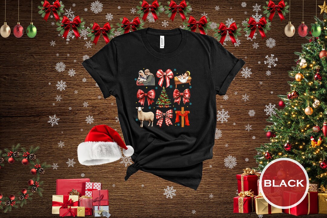 Nativity Scene Shirt: Christian Christmas Tee With Shepherd Sheep - Etsy