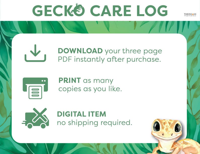 Gecko Care Log: Reptile Health Tracker (printable PDF) + Insect Logs - Etsy