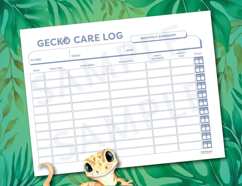 Gecko Care Log: Reptile Health Tracker (printable PDF) + Insect Logs - Etsy