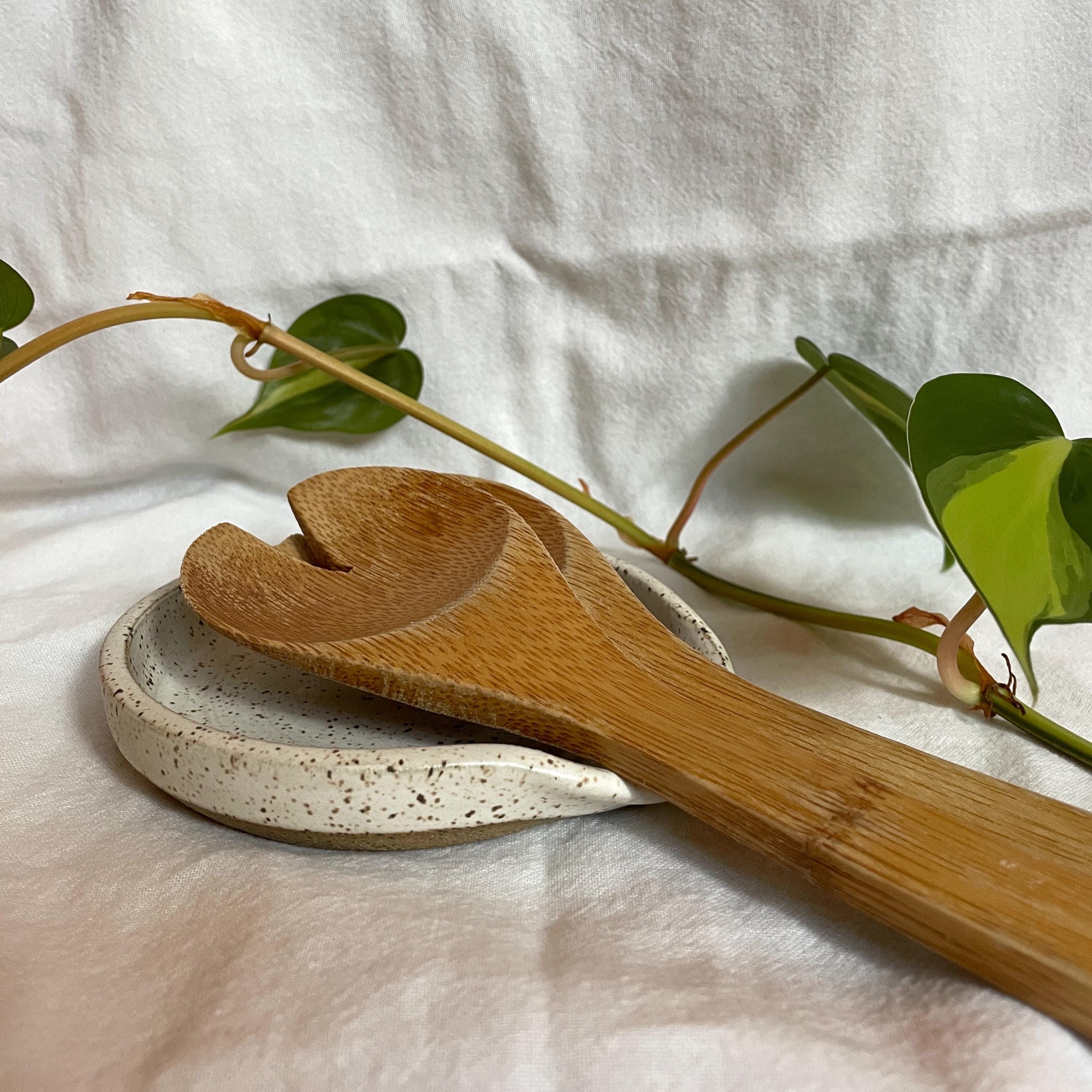 Handmade Ceramic Spoon Rest, White Speckled Color Block Plate ...