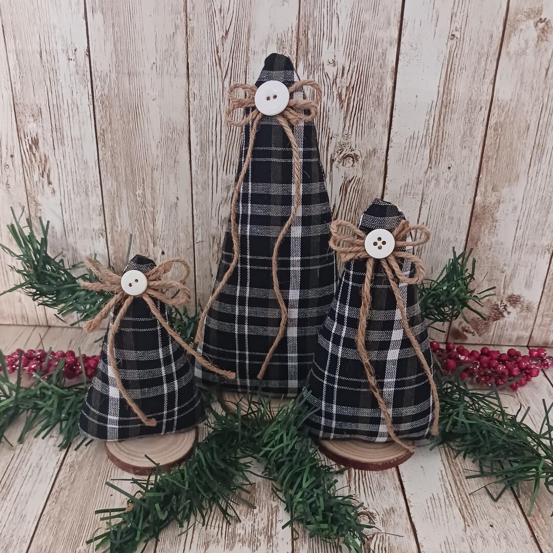 Christmas Trees Farmhouse Country Primitive Look Christmas Decor Black ...