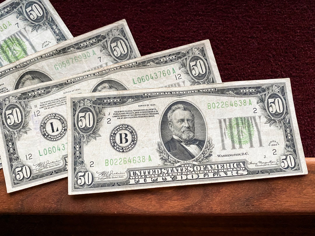 1934 50-dollar Bill Federal Reserve Fifty Note United States Green Seal ...