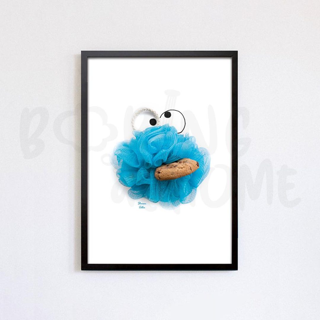 Cookie Monster Art Print, Funny Art, Bathroom, Print Wall Art, Blue Art, Sesame Street Art Print ...