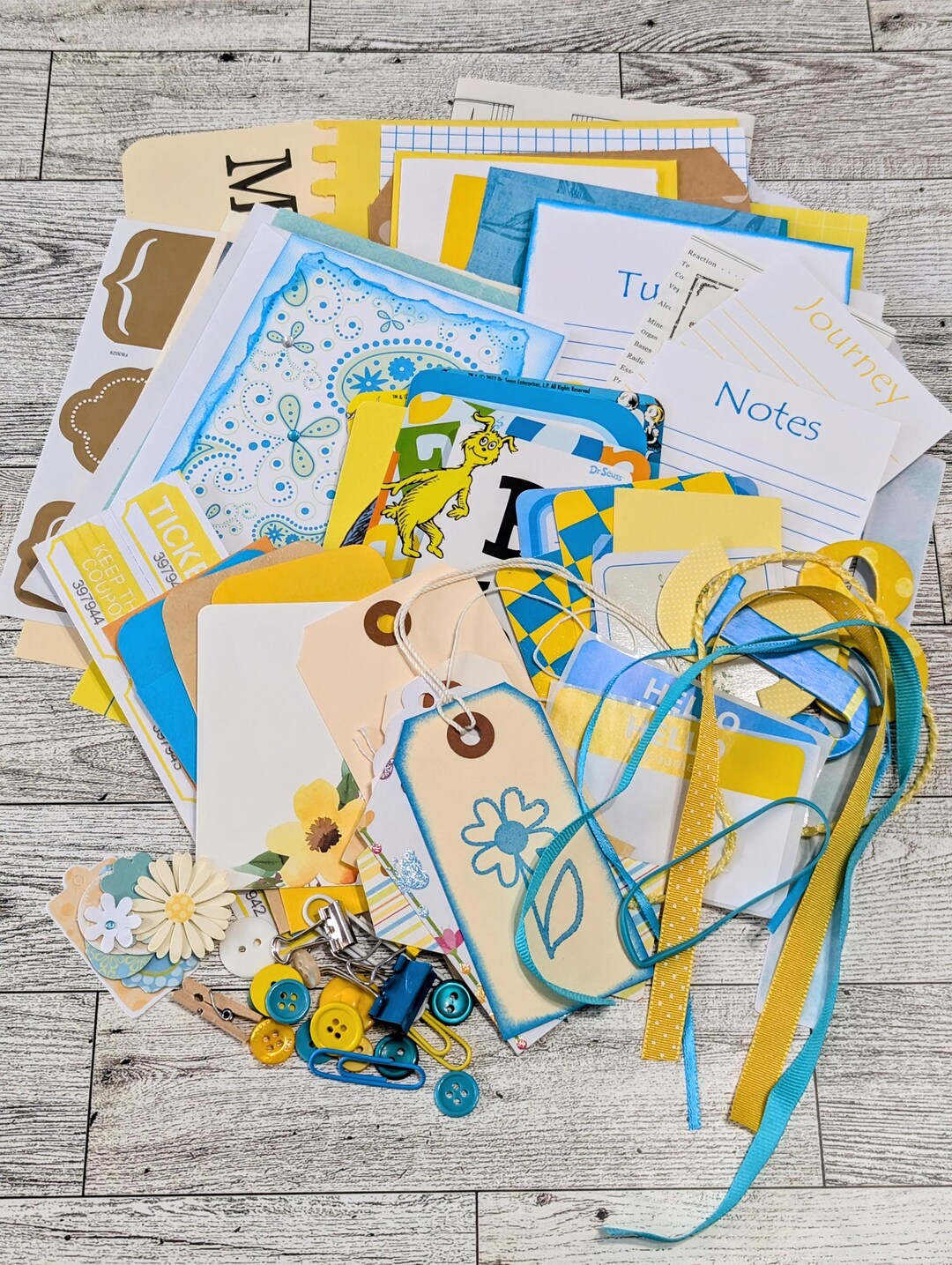 Blue and Yellow Junk Journal Set Summer Handmade Journal Kit Handmade ...