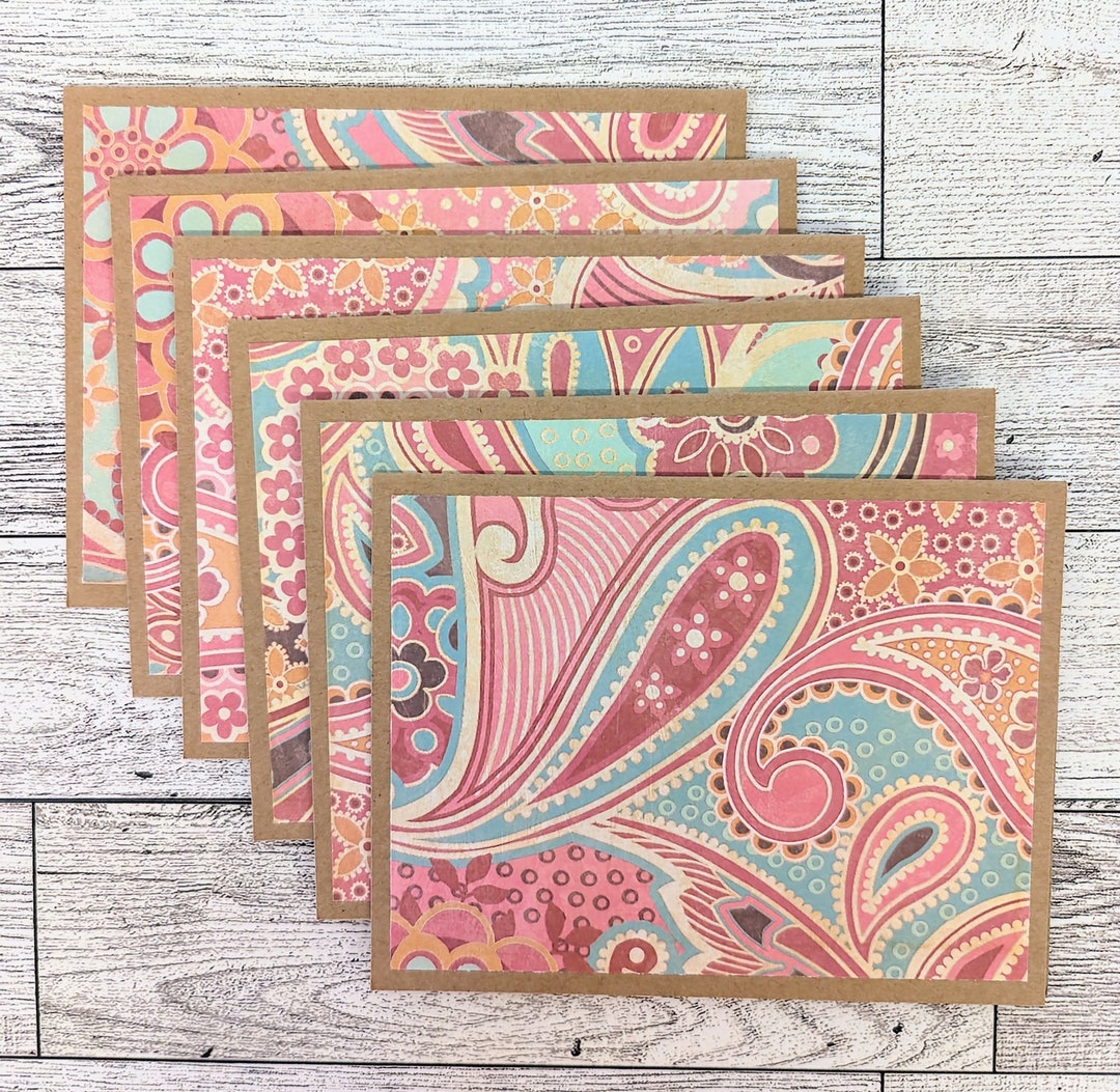 Paisley Kraft Note Card Set - Handmade Blank Cards - Etsy
