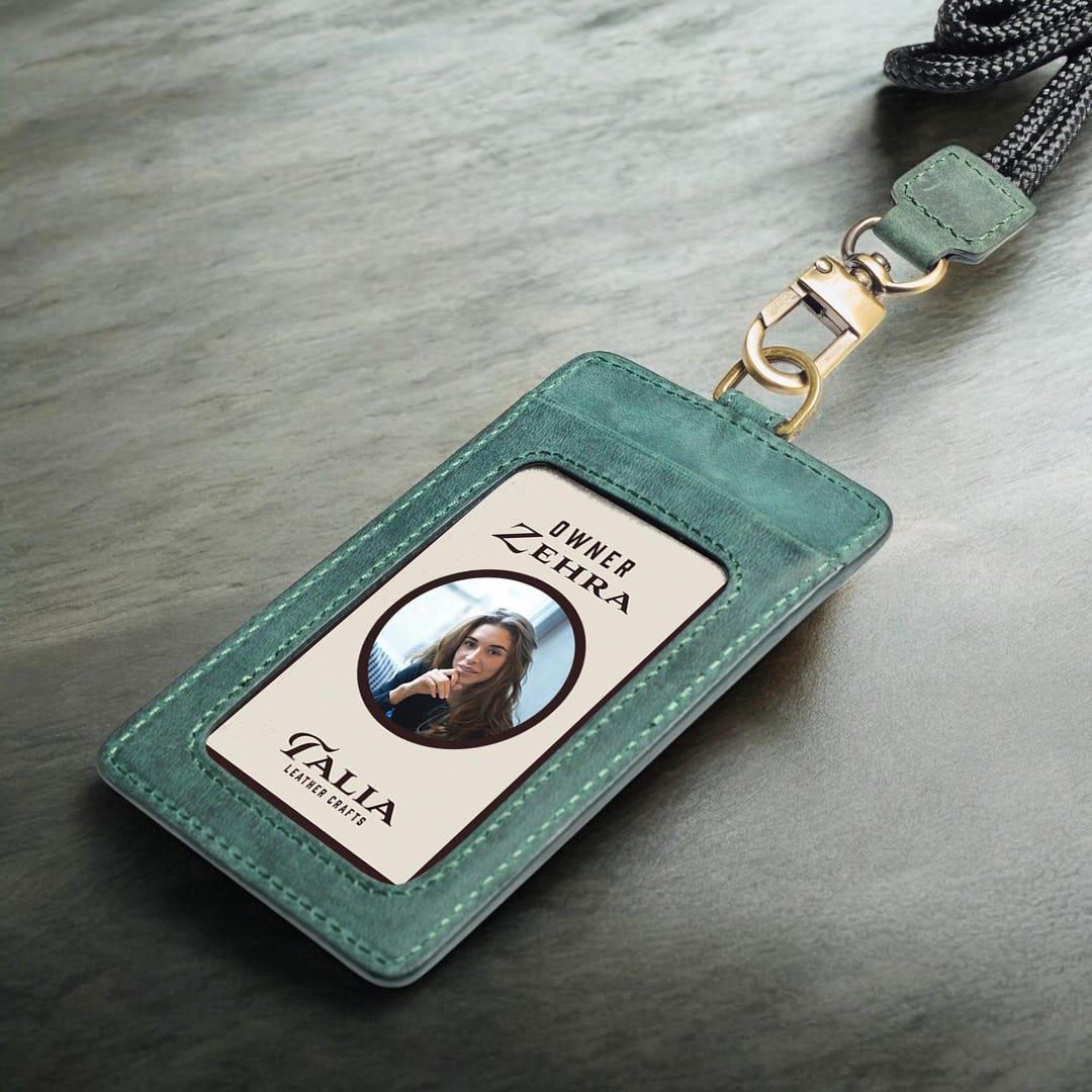 Custom Leather Badge Holder, Christmas Gift, ID Badge Holder Wallet, ID ...