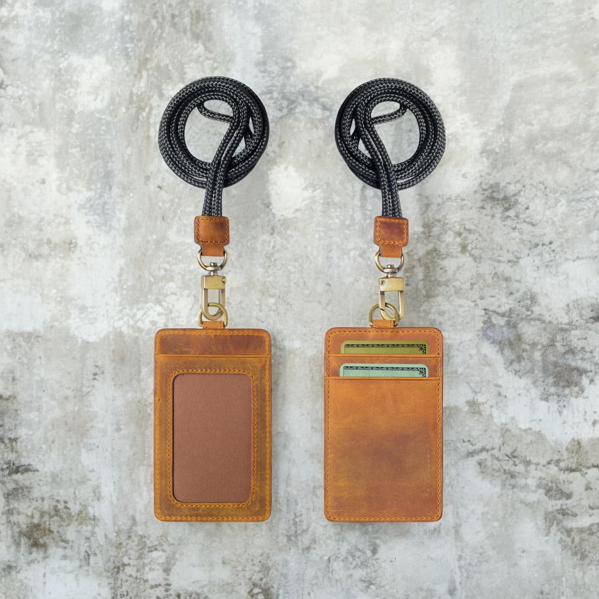 Custom Leather Badge Holder, Christmas Gift, ID Badge Holder Wallet, ID ...