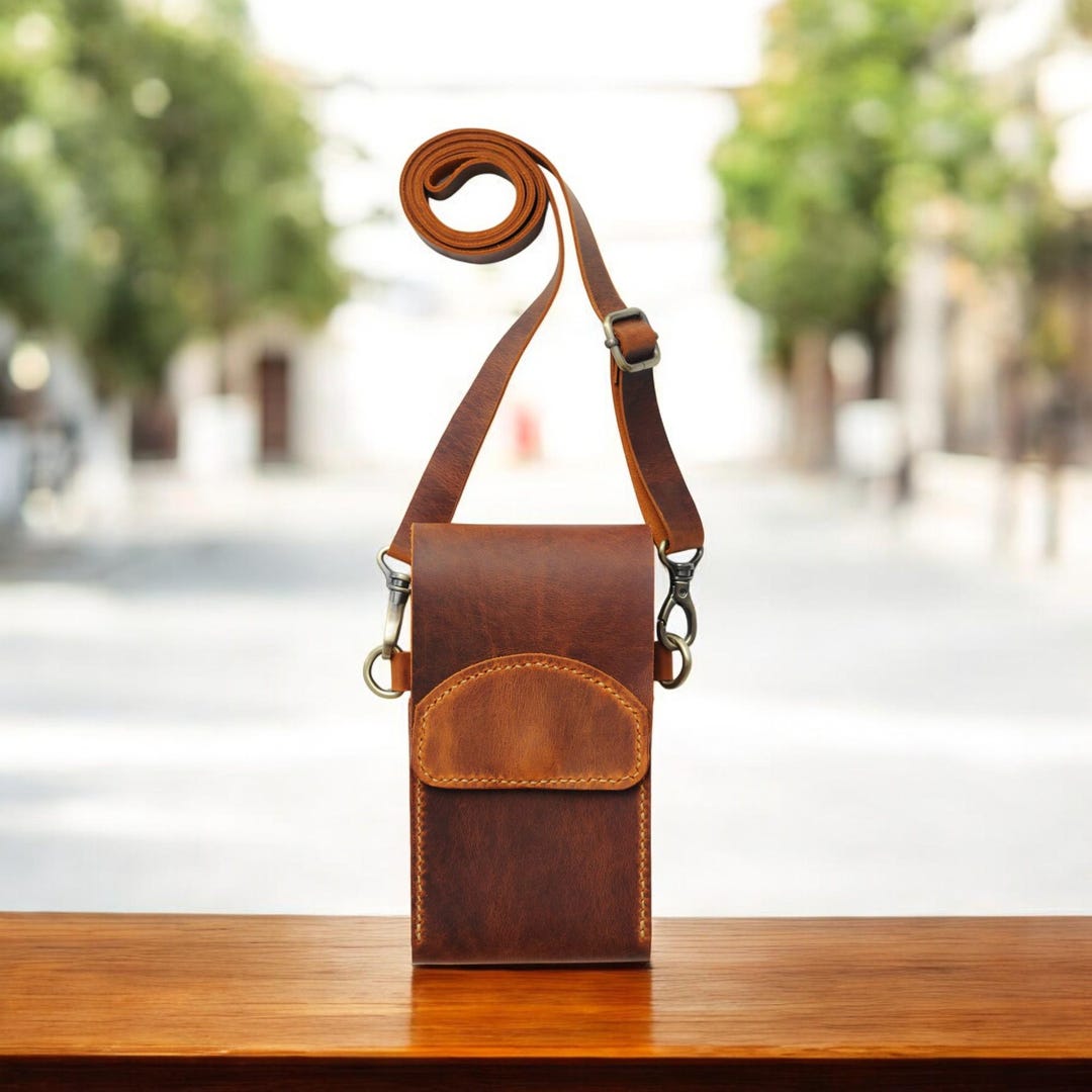 Personalized Leather Phone Bag, Handmade Crossbody Bag, Shoulder Bag ...