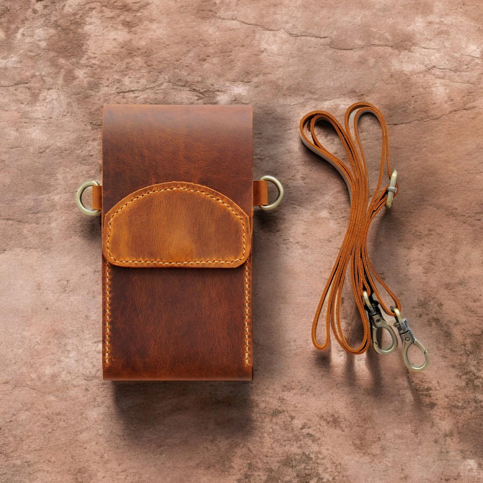 Personalized Leather Phone Bag, Handmade Crossbody Bag, Shoulder Bag ...