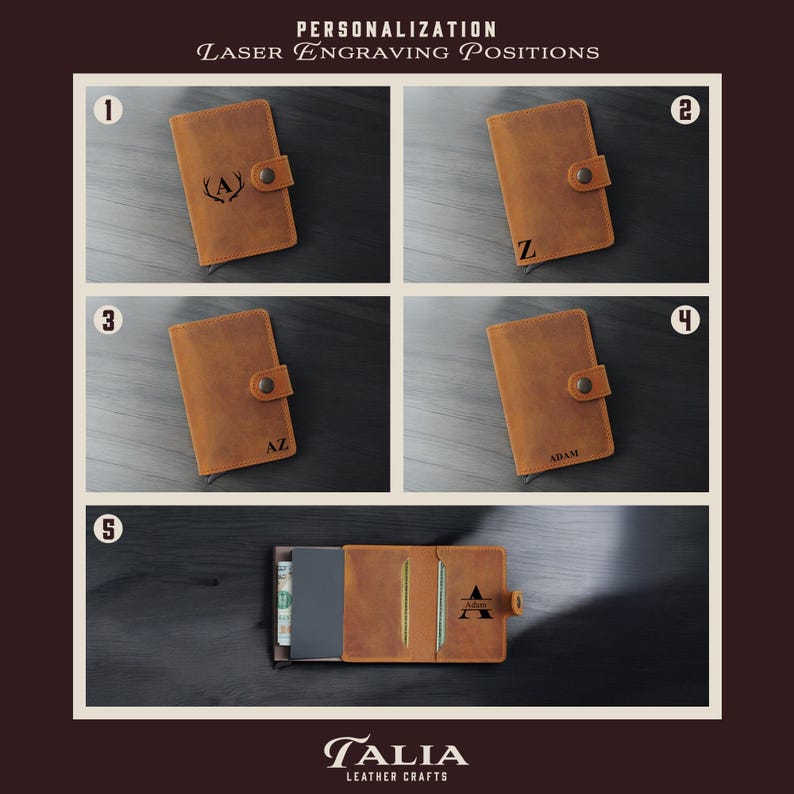 Custom Leather Front Pocket Wallet, Pop up RFID Wallet, Handmade Credit ...