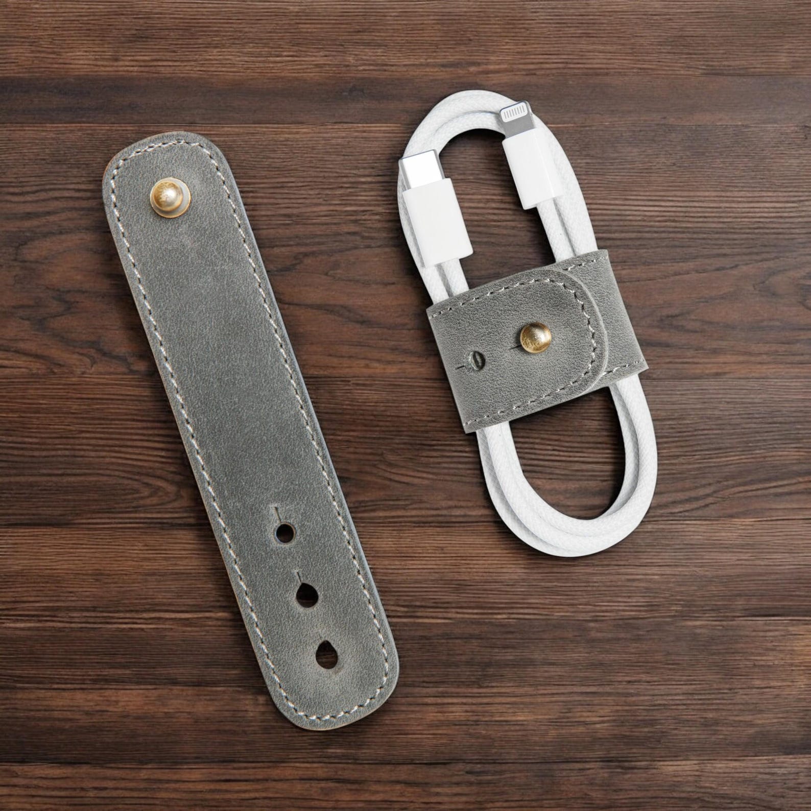 Personalized Leather Cable Organizer, Handmade Cord Organizer, Custom ...