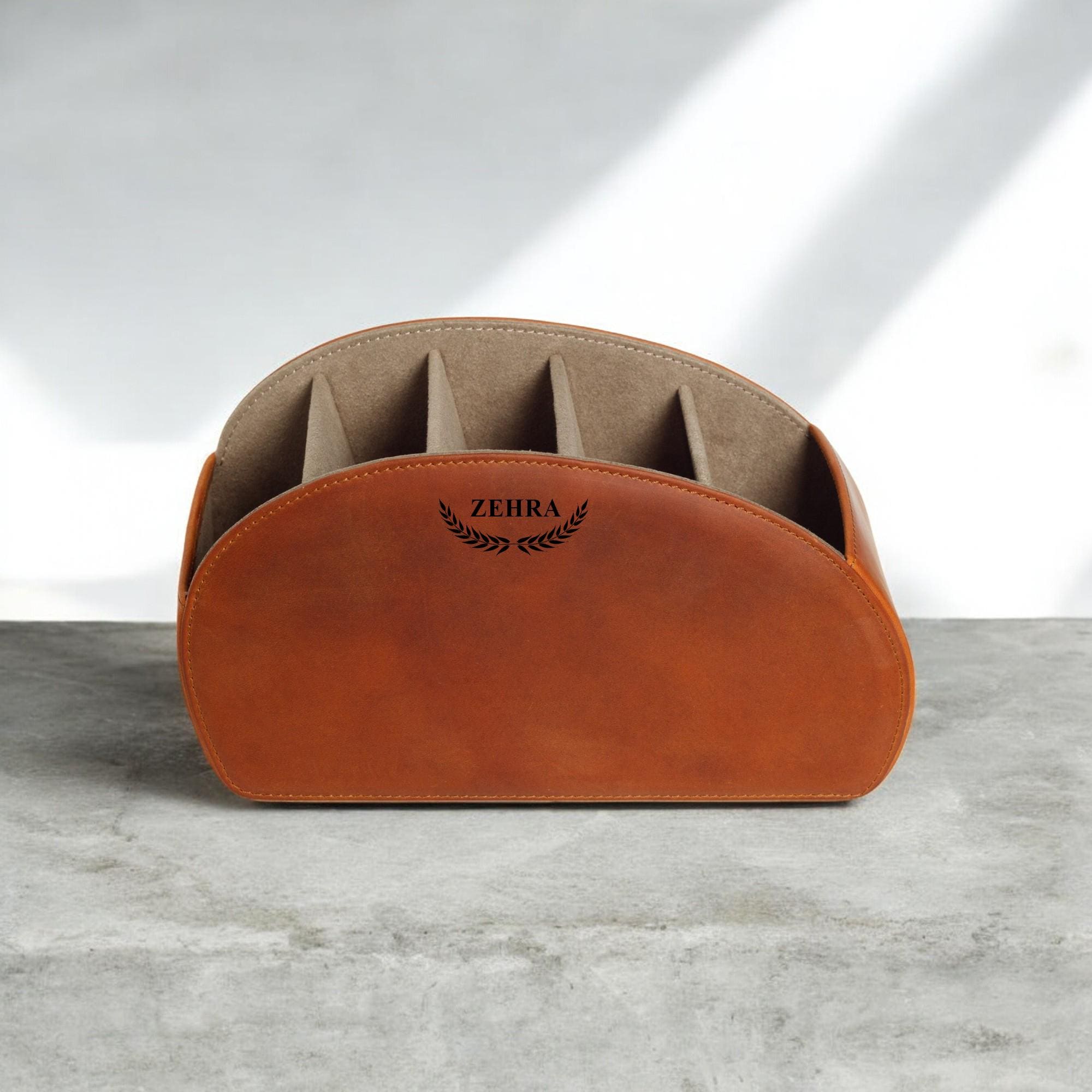 Custom Leather Remote Control Holder, Handmade Cell Phone Holder ...