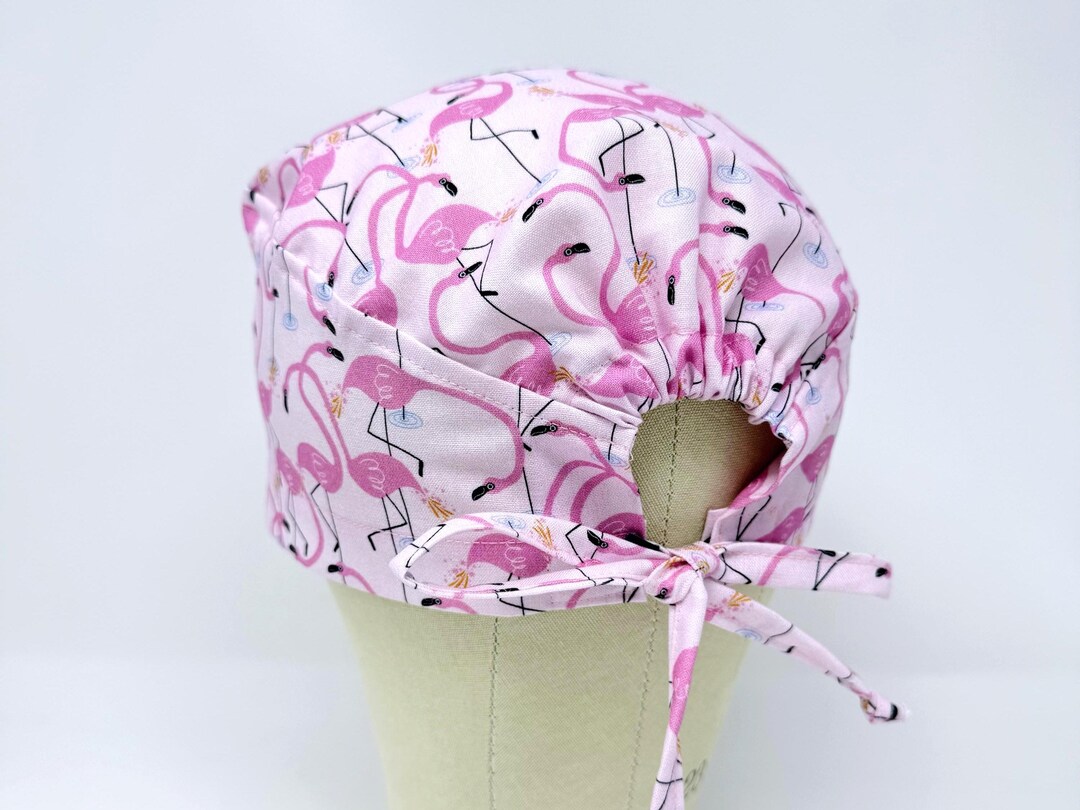 Flamingo Surgical Cap With Tie Back for Men. Summer Skull Tie-back ...