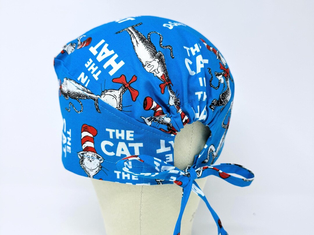 Cat Surgical Cap With Tie Back for Men. Funny Skull Tie-back Style ...