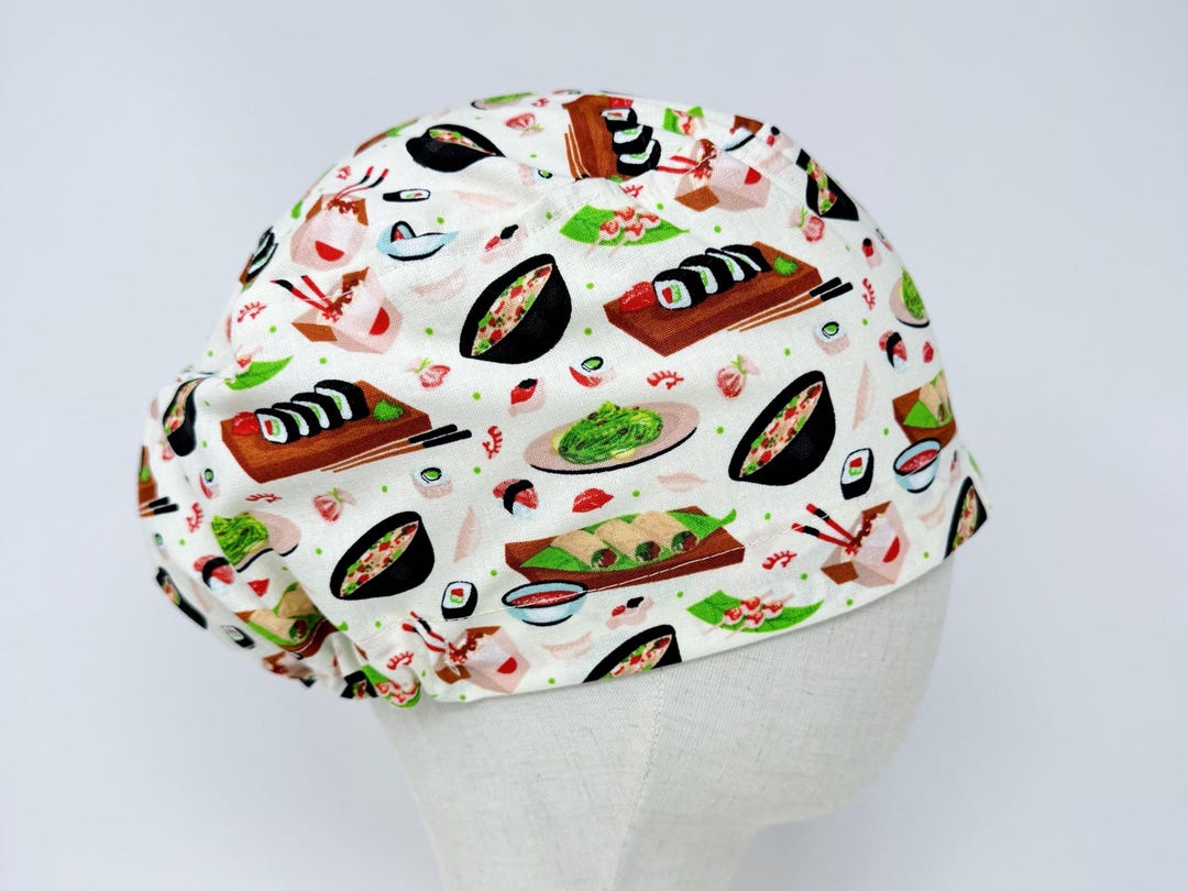 Sushi Euro Scrub Cap With Satin Lined. Food Surgical Hat for Women. - Etsy