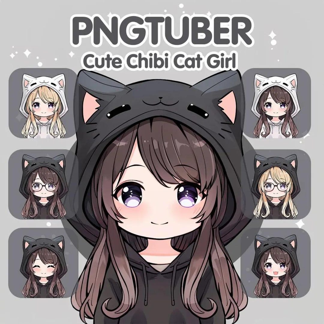 Kawaii Chibi Cat Girl Pngtuber Model - Premade Streaming Avatar - Etsy