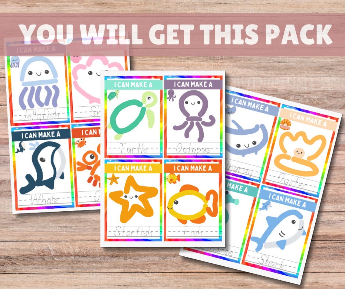 Ocean Animals Play Dough Mats Fine Motor Skills Preschool Kindergarten ...