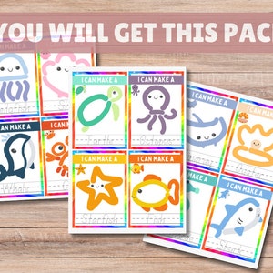 Ocean Animals Play Dough Mats Fine Motor Skills Preschool Kindergarten ...