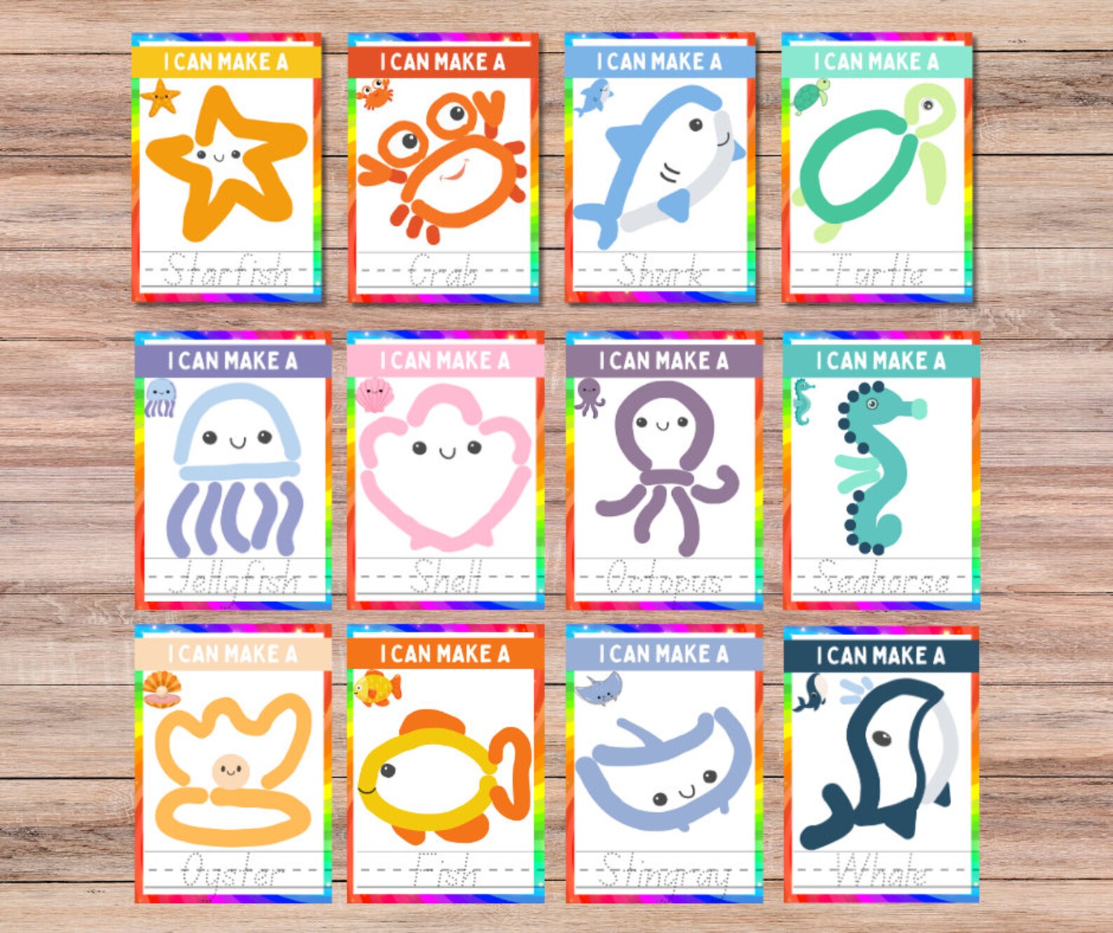 Ocean Animals Play Dough Mats Fine Motor Skills Preschool Kindergarten ...