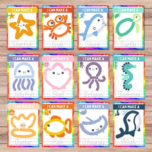 Ocean Animals Play Dough Mats Fine Motor Skills Preschool Kindergarten ...