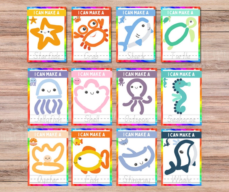 Ocean Animals Play Dough Mats Fine Motor Skills Preschool Kindergarten ...