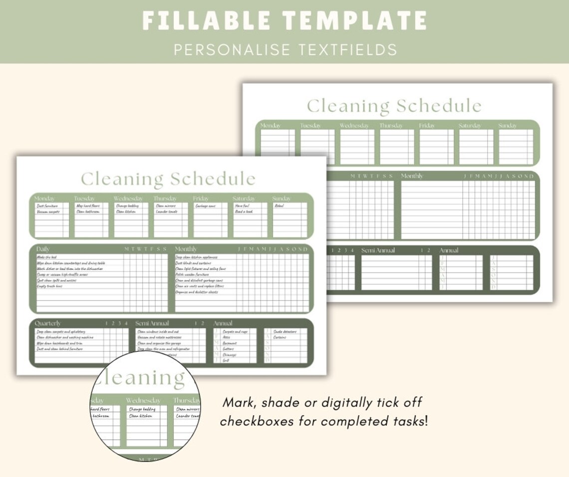 EDITABLE Cleaning Schedule | Prefilled Chores Checklist | ADHD Planner ...