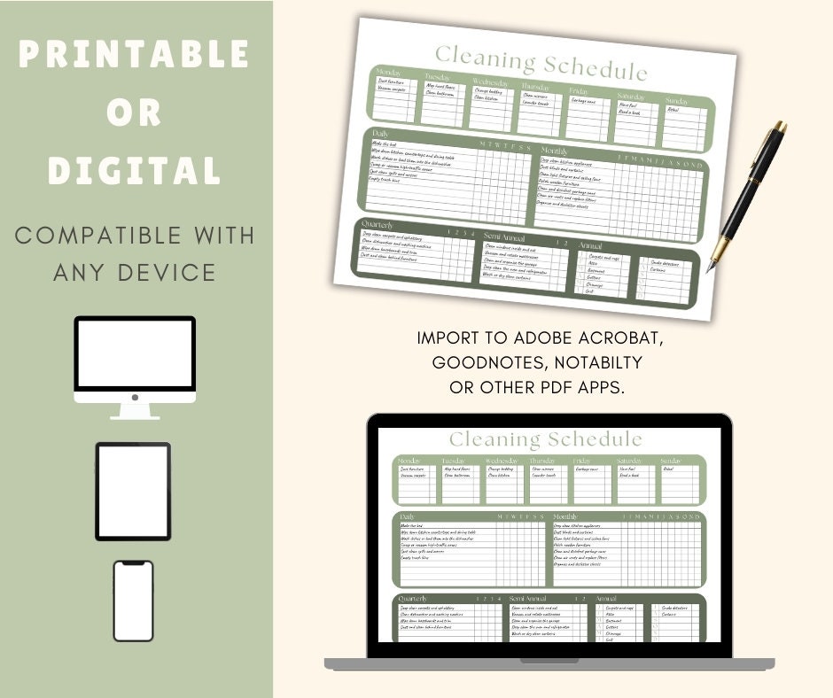 EDITABLE Cleaning Schedule | Prefilled Chores Checklist | ADHD Planner ...