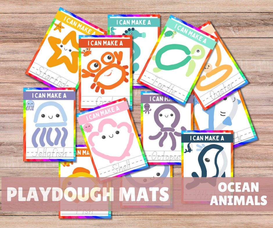 Ocean Animals Play Dough Mats Fine Motor Skills Preschool Kindergarten ...
