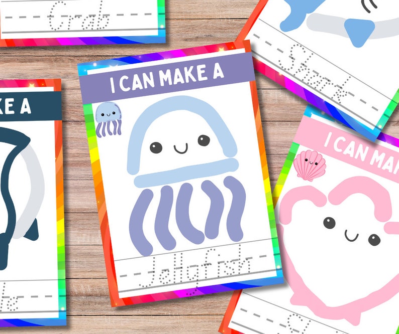 Ocean Animals Play Dough Mats Fine Motor Skills Preschool Kindergarten ...