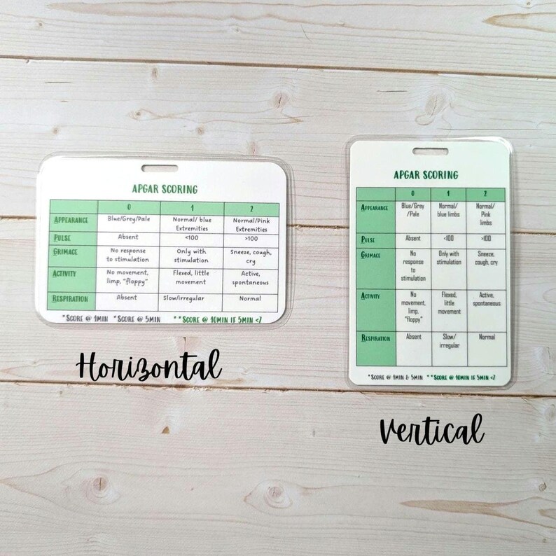 Newborn Assessment APGAR Scoring, O2 Chart, and Acidosis Grid Badge ...