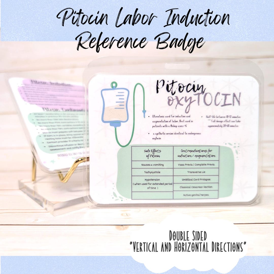 Pitocin Labor Induction Reference Badge | Oxytocin Protocol Cheat Sheet ...