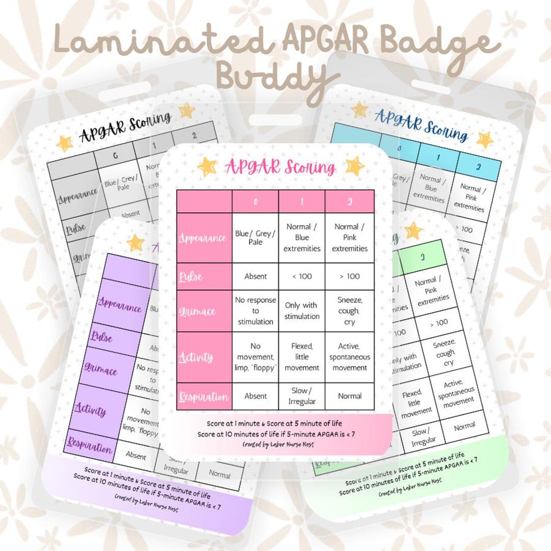 APGAR Score Badge Buddy | Updated NRP Reference Card With Umbilical ...