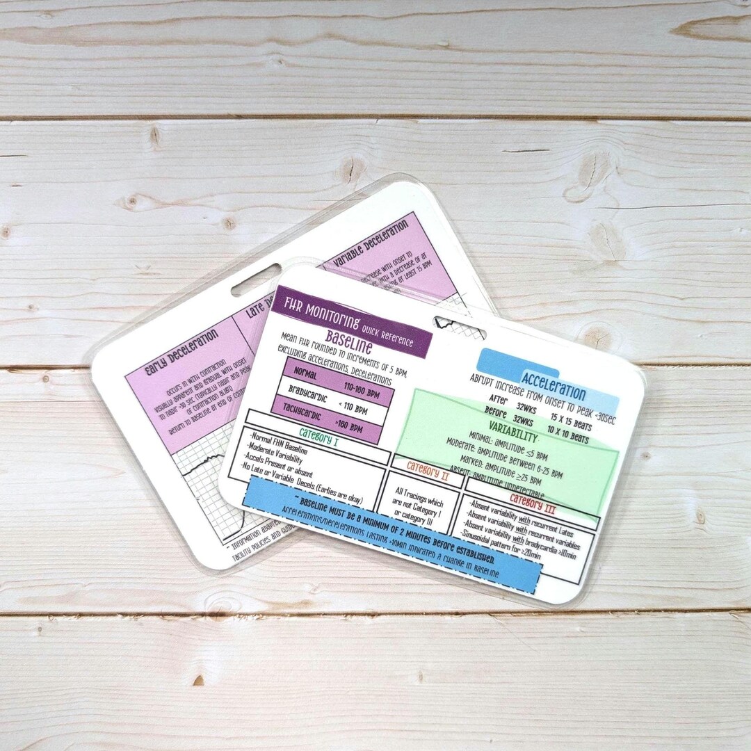 EFM- Electronic Fetal Monitoring Quick Reference Badge Reel Card ...