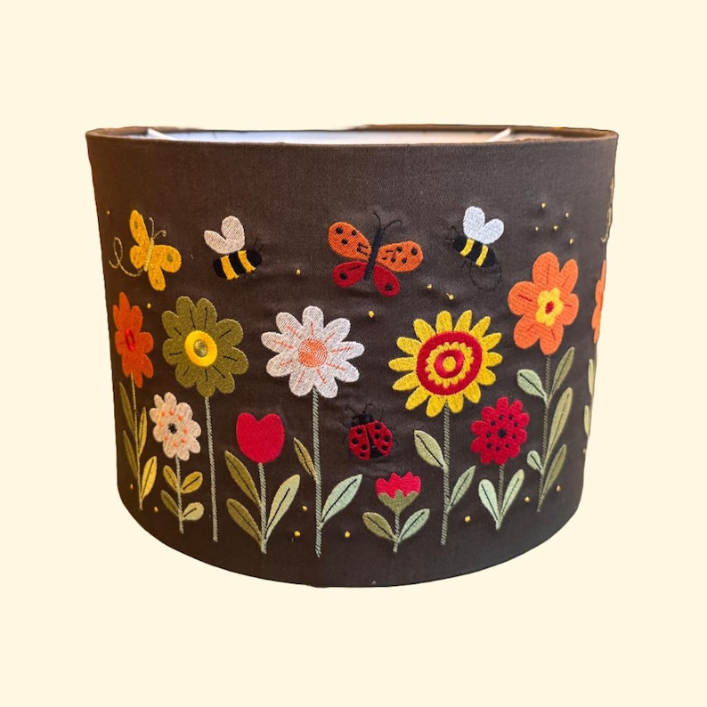 Embroidered Garden Lampshade: Custom Color & Size - Etsy