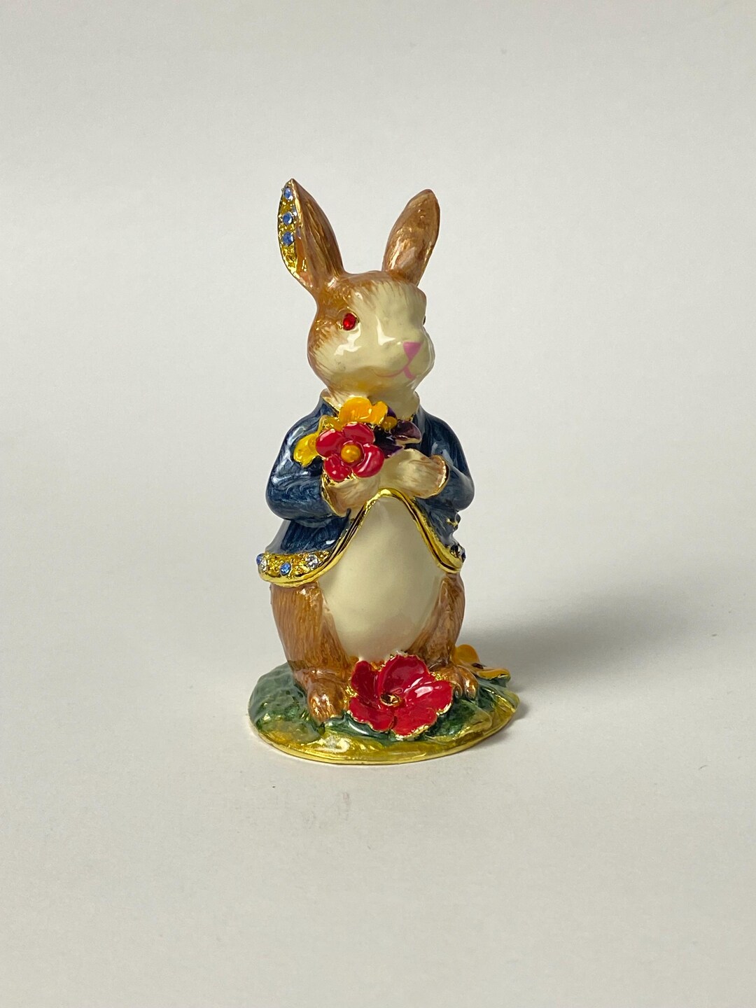 White Rabbit Bejeweled Trinket Box / Easter / Spring / Floral - Etsy
