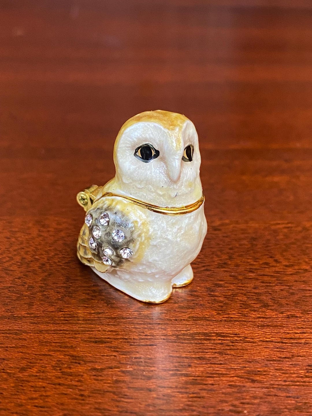 Jeweled Owl Trinket Box / Hinged Miniature Keepsake Box / Enameled Barn ...